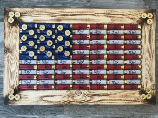 Shotgun Shell American Flag with Light Red Shells – CraftySistersCorner